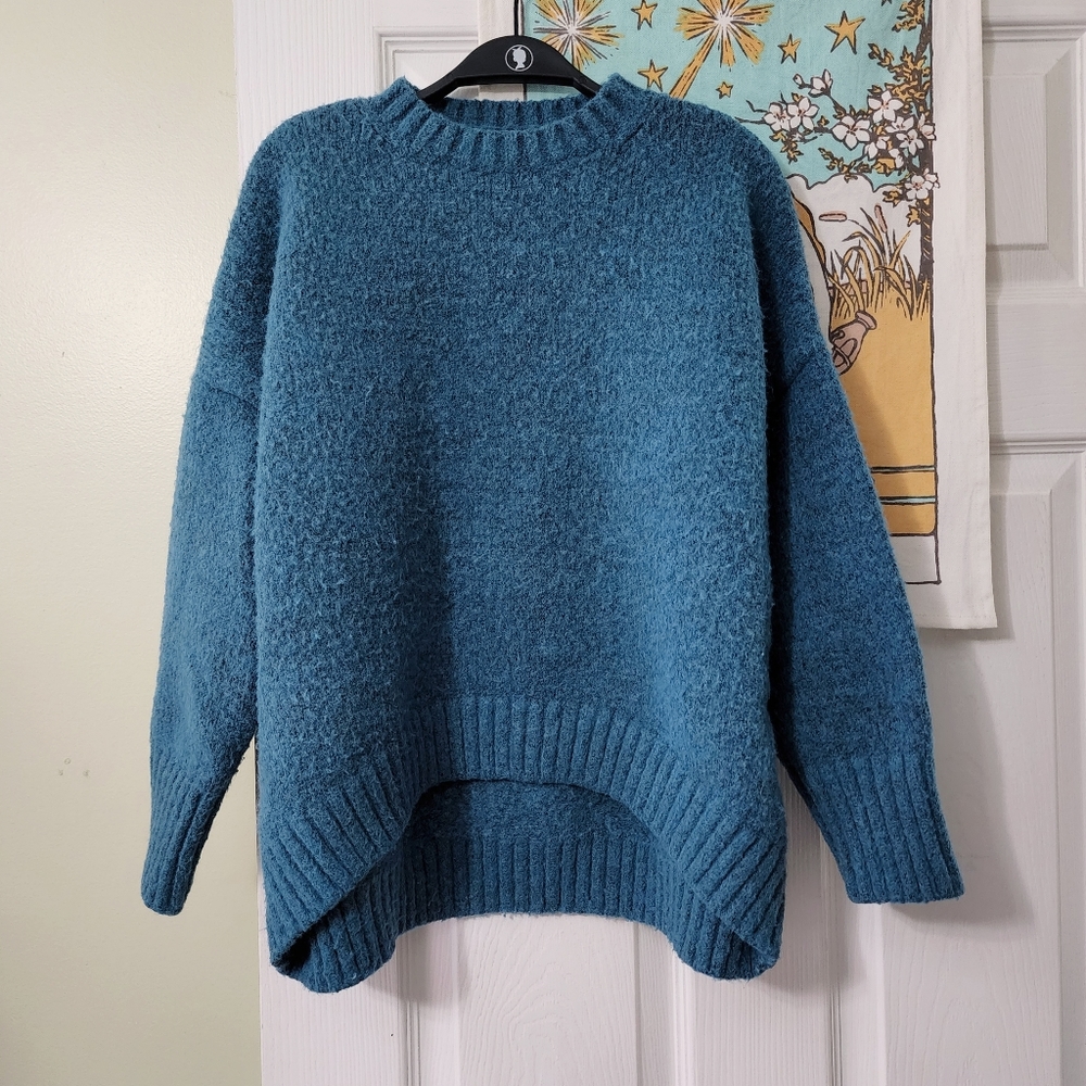 Vintage Turquoise Blue Wool Blend Texture Knit Sweate… - Gem